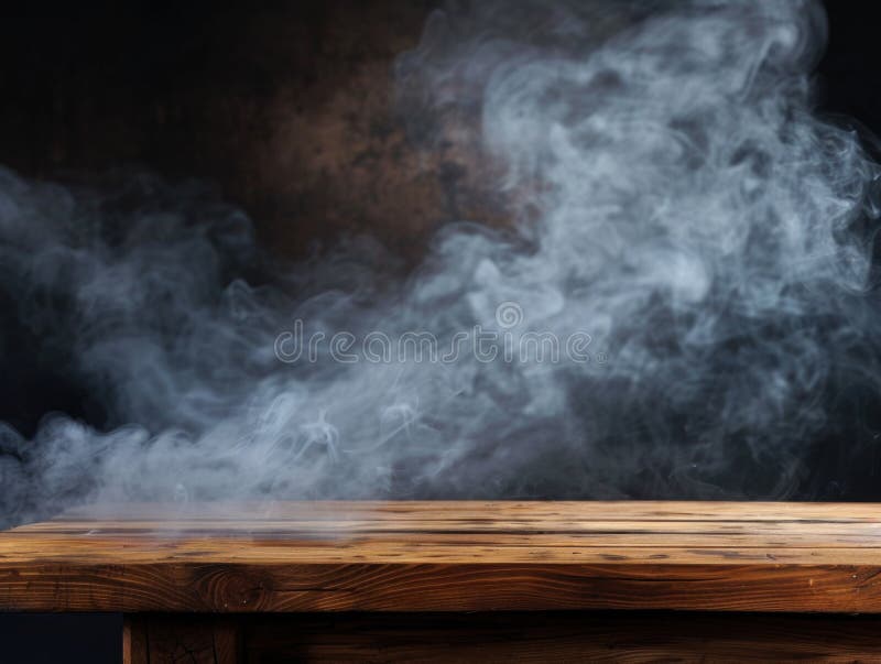 Smoke Rising from Wooden Table Stock Image - Image of table, outdoor ...