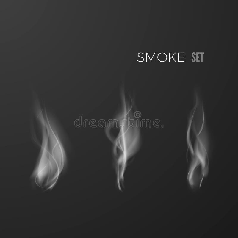 Smoke Set Isolated on Dark Background. Template of Smoke Shape. Digital ...