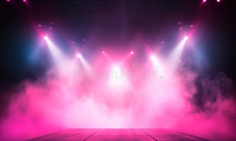 Smoke Show Stage Background with Pink Lights. Stock Image - Image of ...