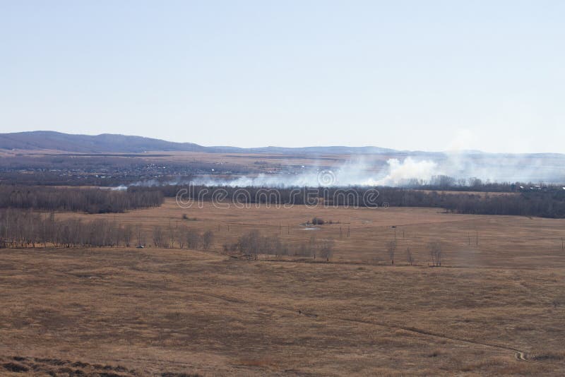 Smoke in the Sky from a Forest Fire. Environmental Pollution Stock ...