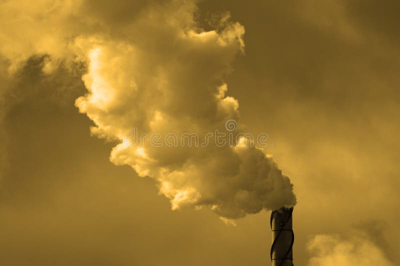 Smoke Stack at Factory or Power Plan Belching Pollution and Smoke into ...