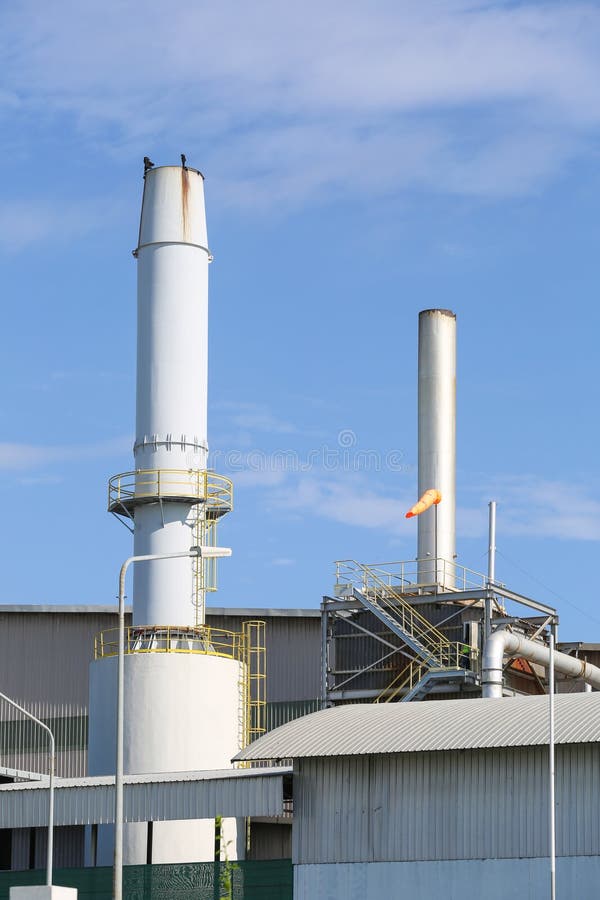 Smoke Stack in Power Generator Plant with Blue Sky Stock Image - Image ...