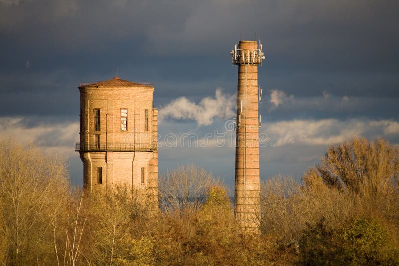 Smoke Stack. Industry town stock photo. Image of fall - 7351122