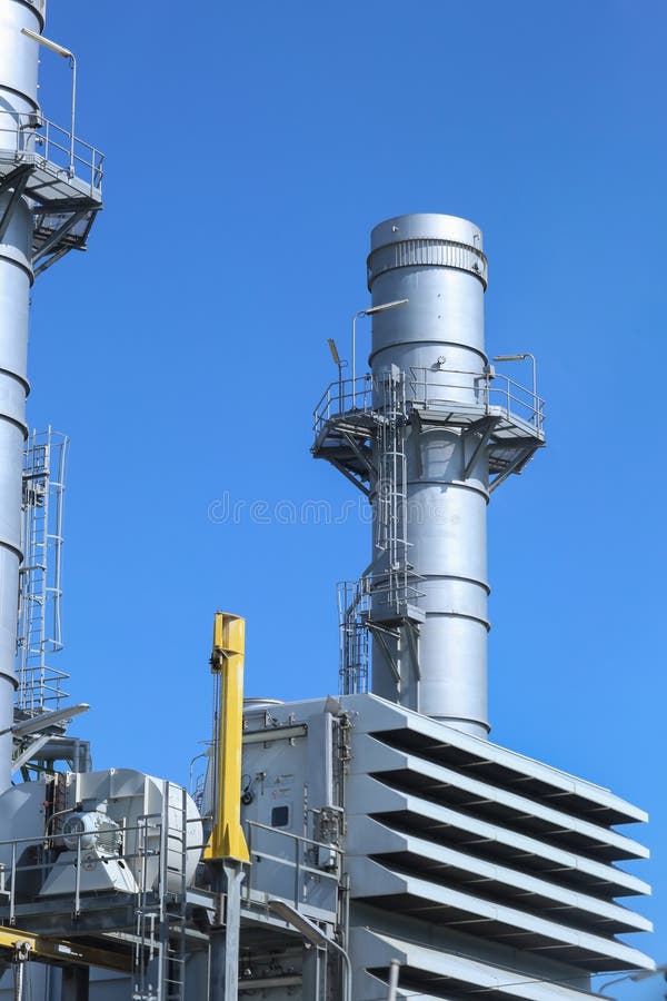 Smoke Stack in Power Generator Plant with Blue Sky Stock Image - Image ...