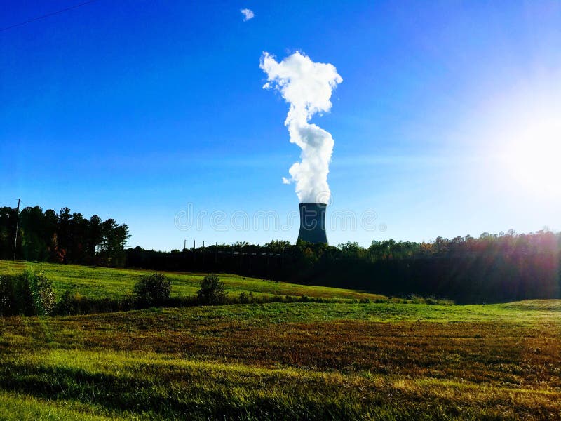 Smoke stack power plant stock photo. Image of line, field - 103823650