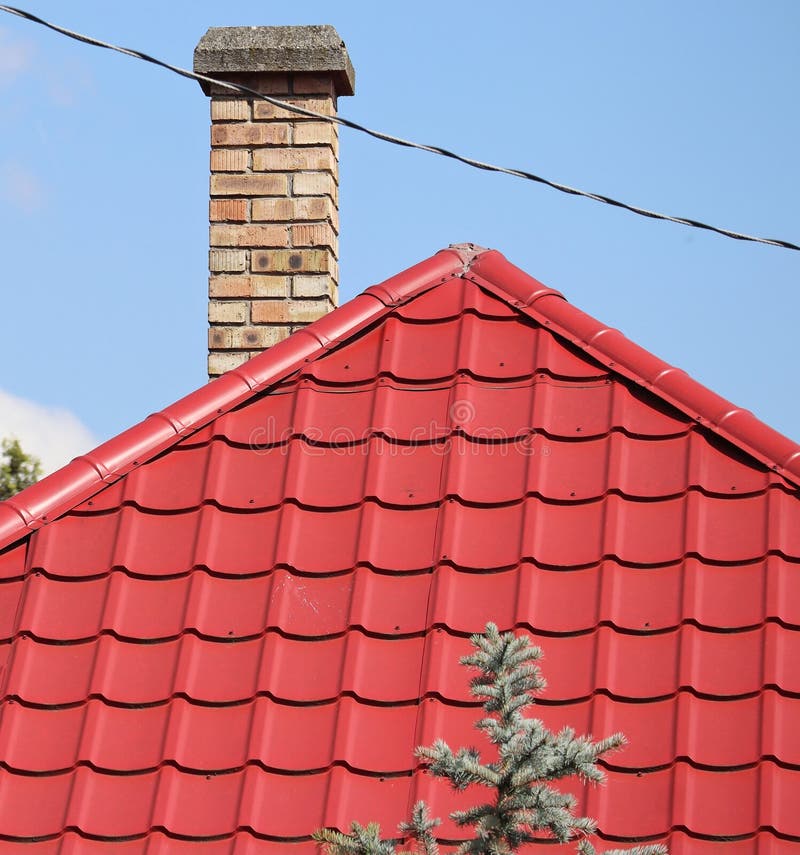 Smoke Stack and Red Tiles on the Roof of a House Stock Image - Image of ...