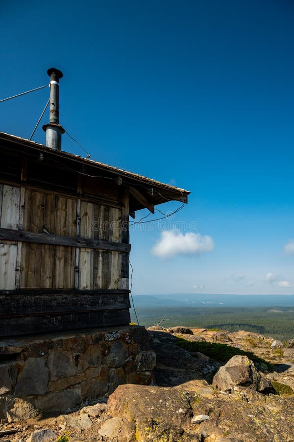 Smoke Stack and View from Observation Peak Fire Tower Stock Photo ...