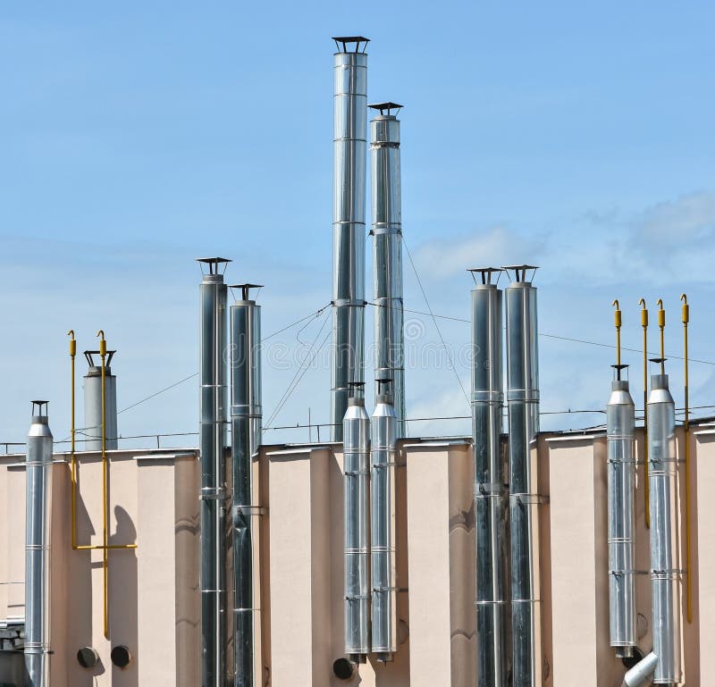 Steel Smoke Stacks of a Factory Stock Photo - Image of industry ...