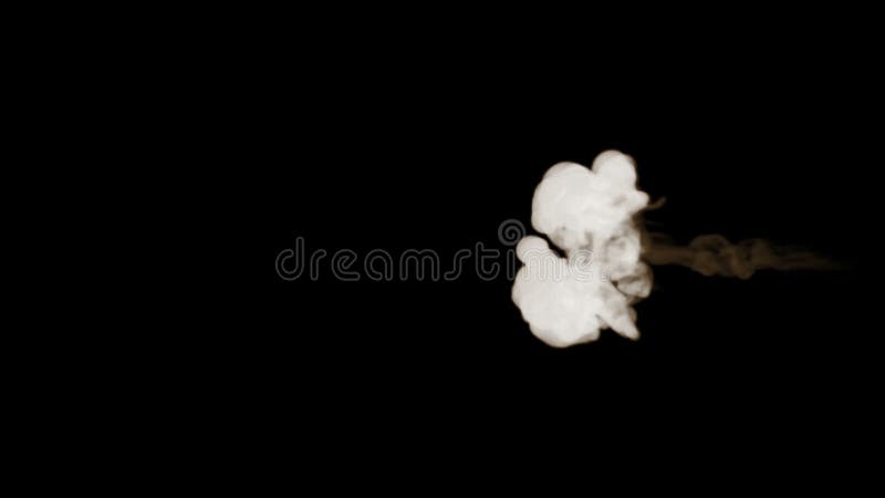 Smoke Stream in Slow Motion Side View. Isolated on Black Background ...
