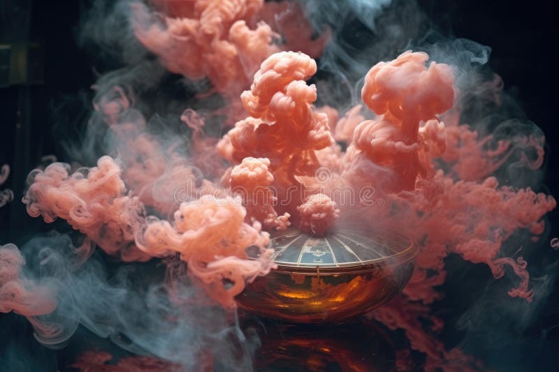 Smoke Swirling Around Floating Objects in a Spacecraft Stock ...