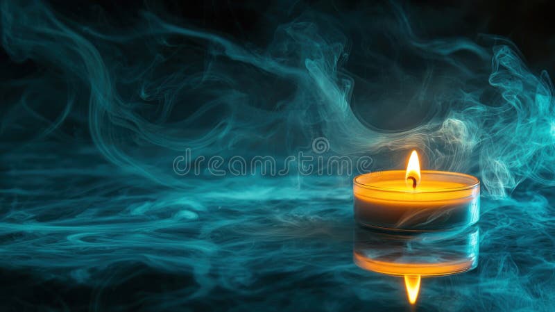 Smoke Swirling Around a Glowing Candle, Creating a Mystical Stock ...