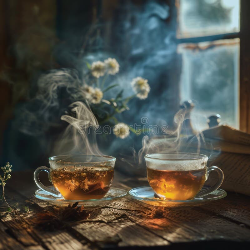 Smoke Tea and Cold Tea Bowl Together Tea Stock Photo - Image of vintage ...