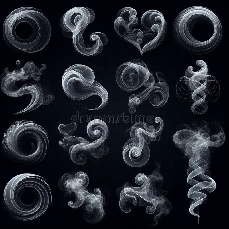 Smoke Textured Element in White Realistic Design Set Stock Illustration ...