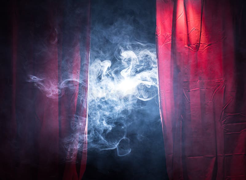 Smoke on a theater stage stock photo. Image of blue - 145642442