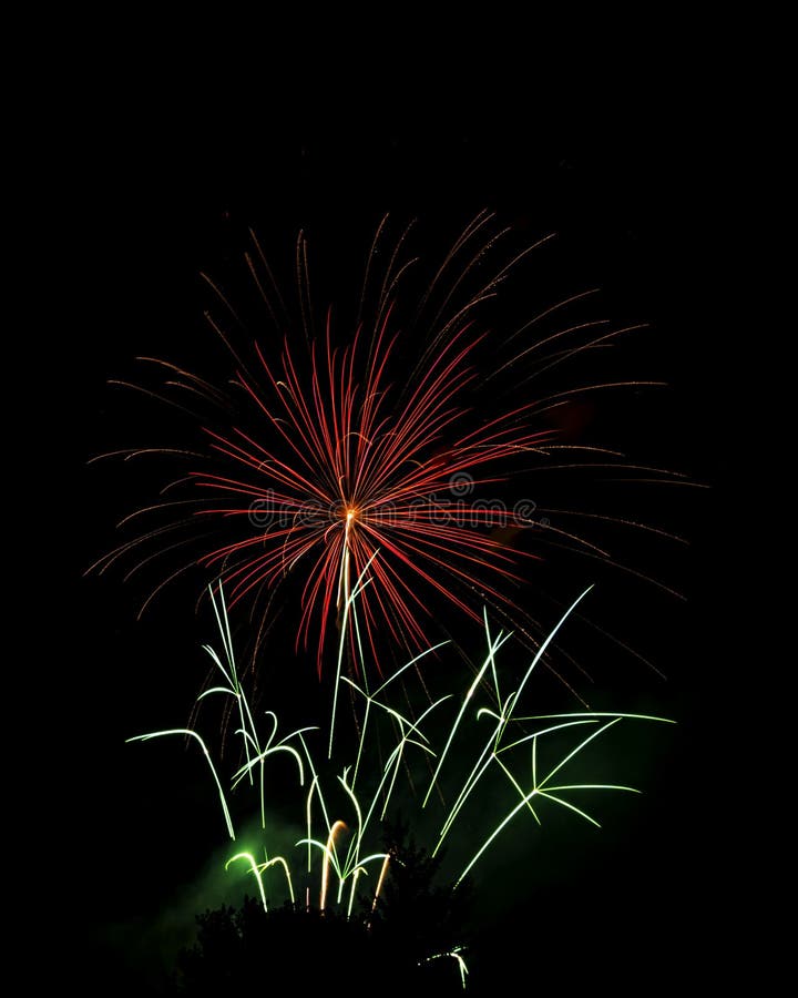 Smoke and Trees at the Base of these Fireworks Stock Image - Image of ...