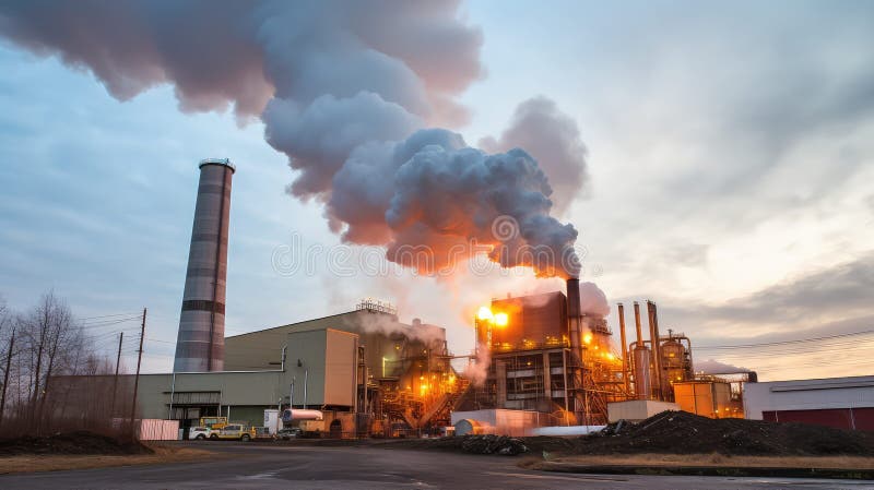 Smoke Waste Treatment Plant Stock Illustration - Illustration of burn ...