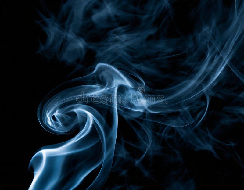 Smoke in Wavy Flow on Black Background Stock Illustration ...