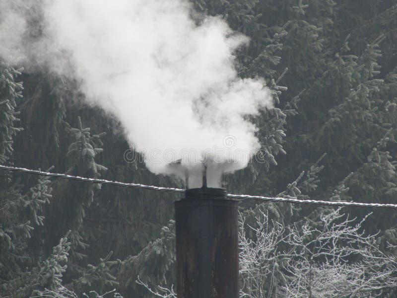 Smoke in winter stock image. Image of ruins, like, woods - 58607857