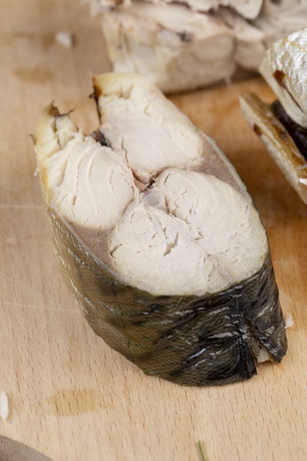Smoked Atlantic Mackerel Cut into Pieces Stock Photo - Image of golden ...