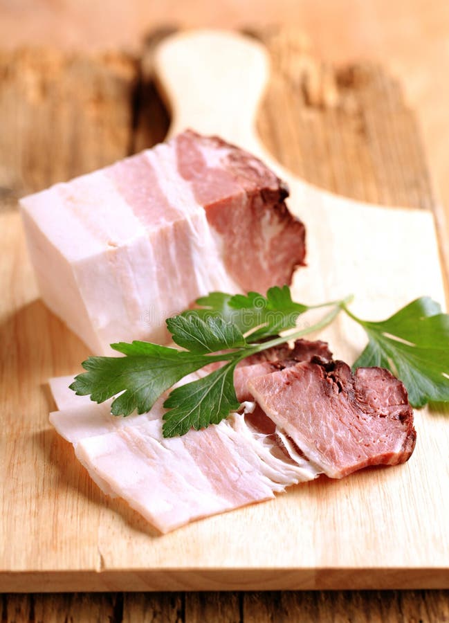 Smoked bacon stock image. Image of pork, cold, board - 15850297