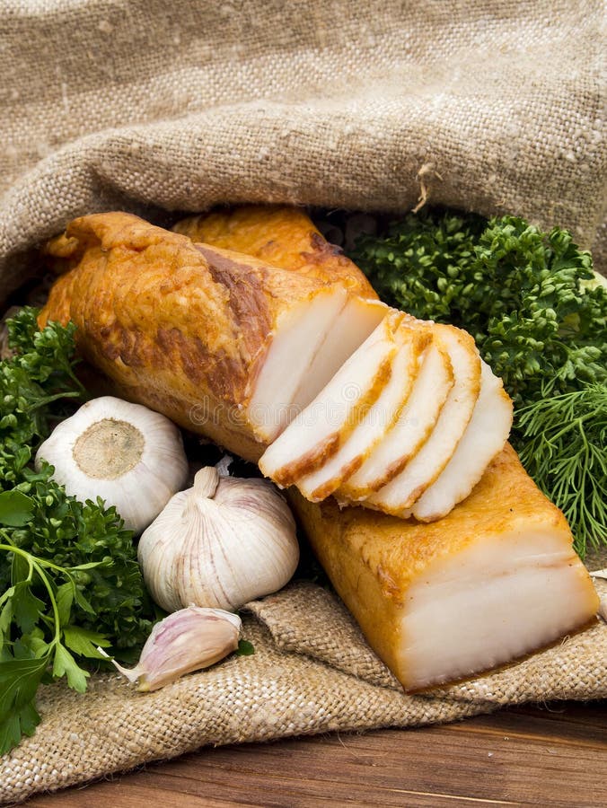 Smoked Bacon with Garlic and Herb Stock Image - Image of slices, eating ...