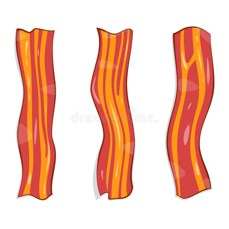 Smoked Bacon Sliced Streaky Cooked Crispy Delicious Flat Design Stock ...