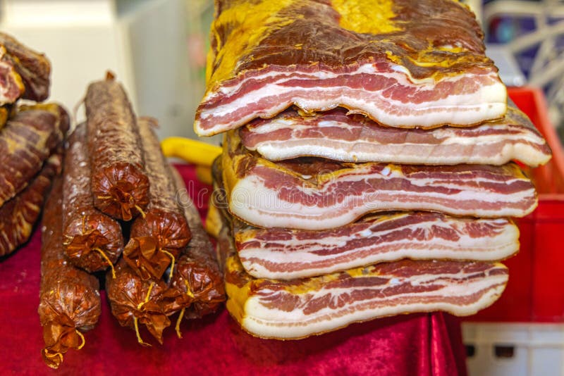 Smoked Bacon Stack stock image. Image of stacked, pork - 285723913