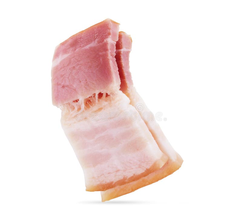 Smoked Bacon Strips, Isolated on White Background. Slices of Smoked ...