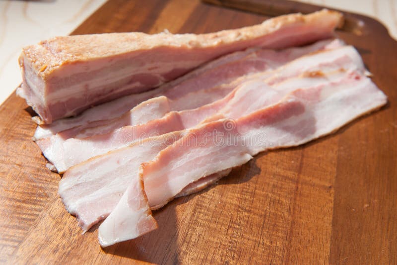 Smoked bacon stock photo. Image of fresh, striped, wooden - 36290666