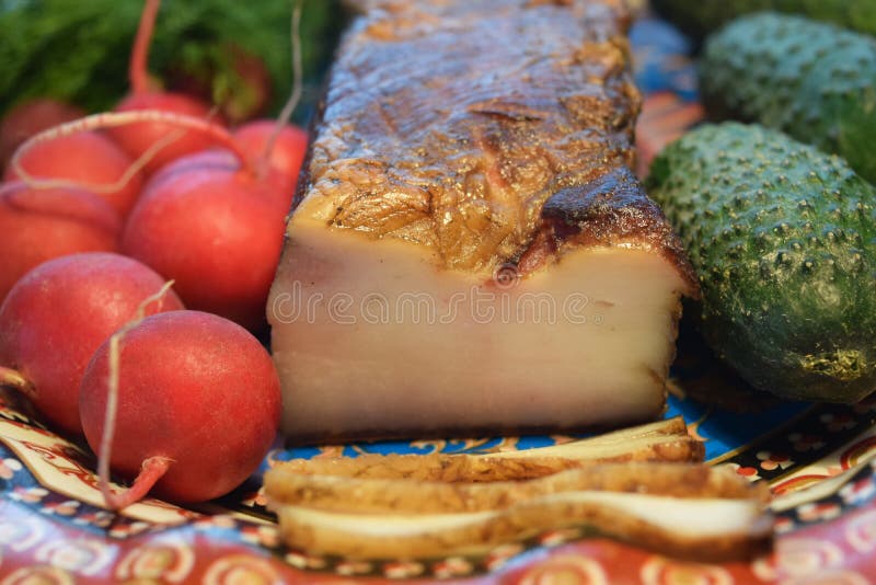 Smoked Bacon on Wooden Table Stock Image - Image of smoked, delicious ...