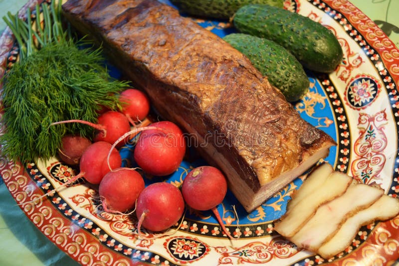 Smoked Bacon on Wooden Table Stock Image - Image of pork, meal: 90626949