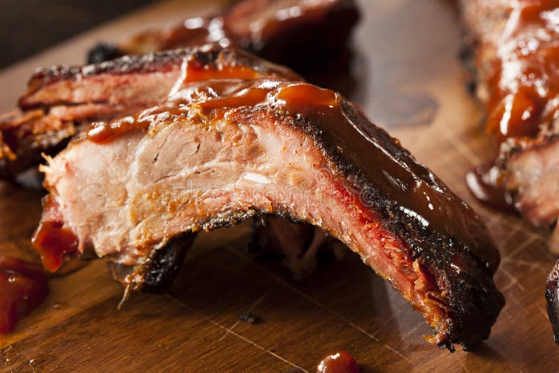 Smoked Barbecue Pork Spare Ribs Stock Photo - Image of pork, sloppy ...