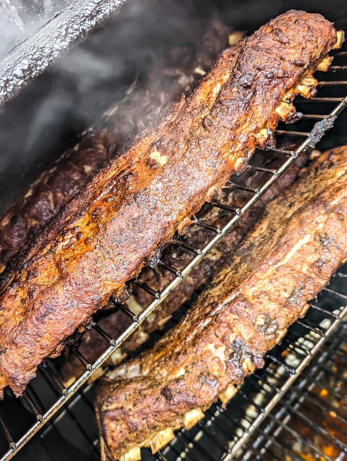 Smoked Bbq Ribs Slabs Ready To Eat Stock Image - Image of butcher, meat ...