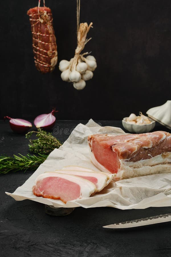 Smoked Beef Ham on Cutting Board Stock Photo - Image of appetizer ...