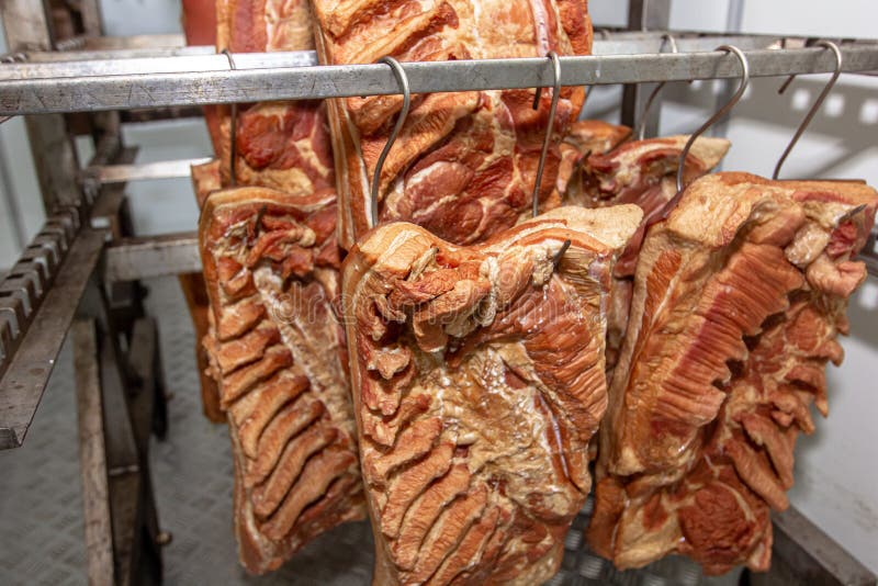 Smoked Beef at a Meat Processing Plant Stock Photo - Image of pork ...