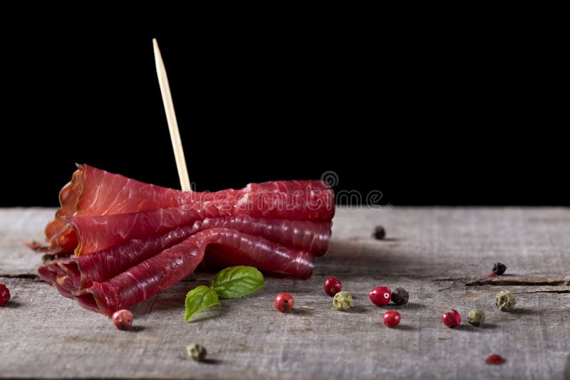 Smoked beef meat slices stock image. Image of meat, product - 60006751