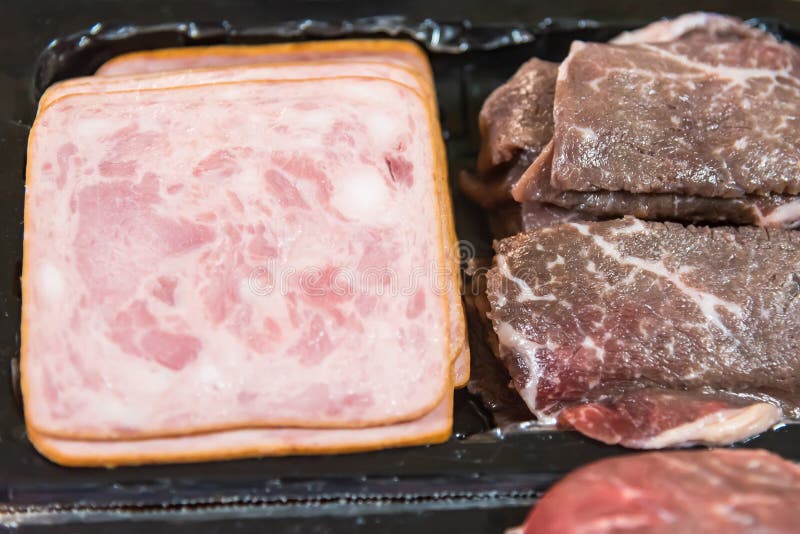 Smoked Beef Meat Slices for Shabu Stock Photo - Image of closeup ...