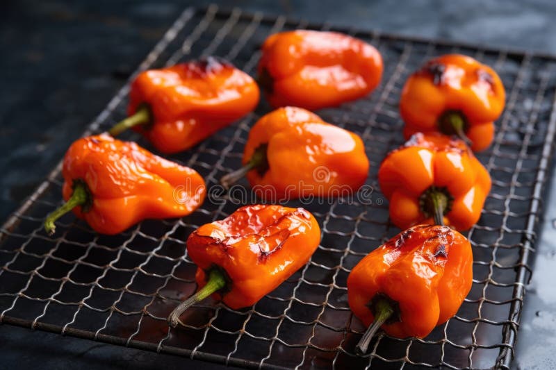 Smoked Bell Peppers on a Grid Stock Photo - Image of delicious ...