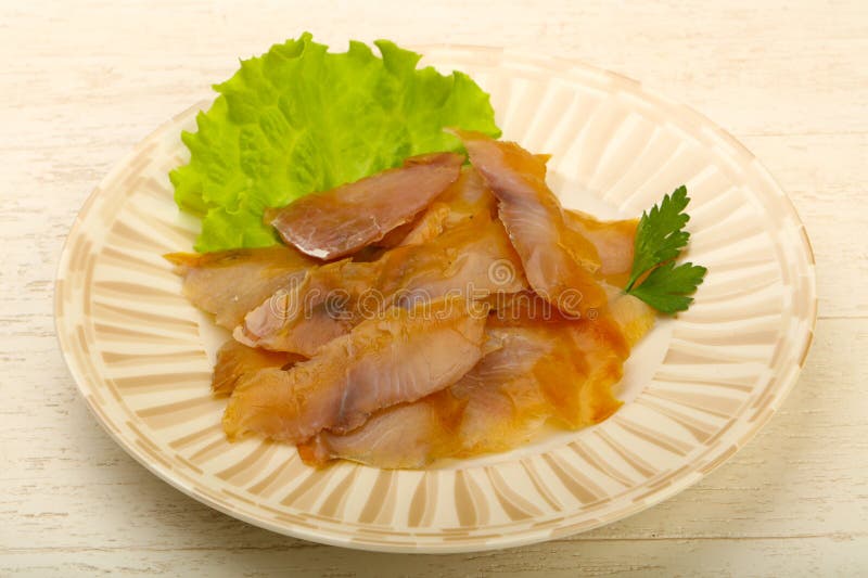 Smoked Catfish Fillet Served Salad Leaves Stock Image - Image of ...