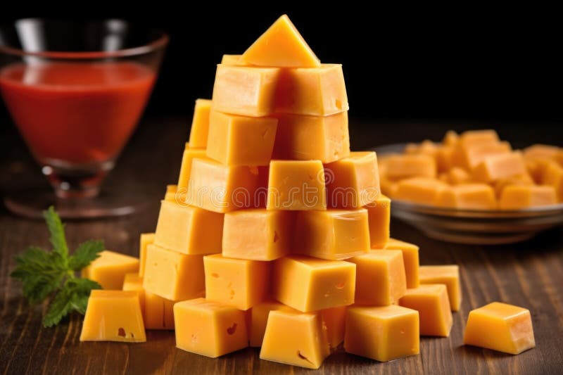 Smoked Cheese Blocks Arranged in a Pyramid Stock Image - Image of dairy ...