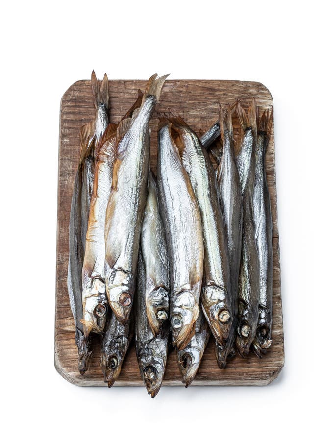 Smoked Dry Capelin Isolated on White Background Stock Image - Image of ...