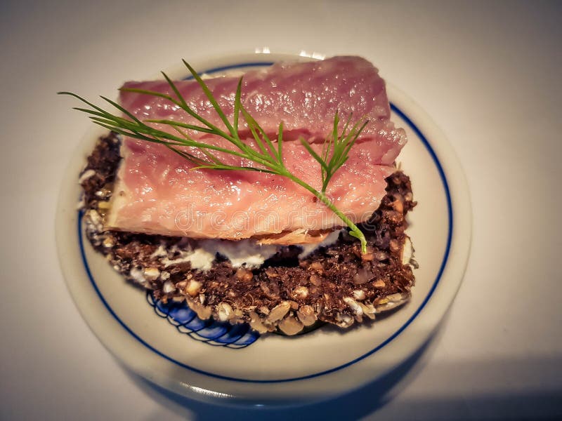 Smoked eel canape stock photo. Image of healthy, grilled - 168159694