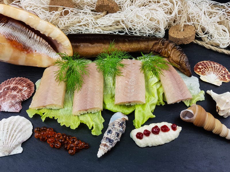 Smoked eel fillet stock photo. Image of food, european - 206496224