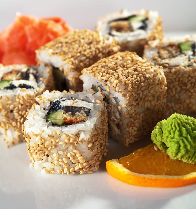 Smoked Eel Roll stock image. Image of diet, cheese, healthy - 12138281