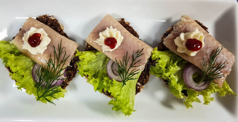Smoked fish canapes stock image. Image of salar, luxury - 202051769