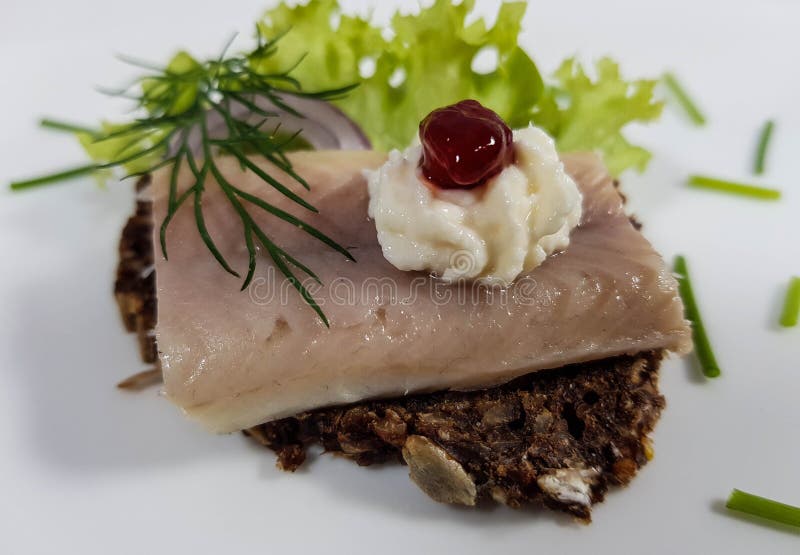 Smoked fish canapes stock image. Image of grilled, filet - 202051799