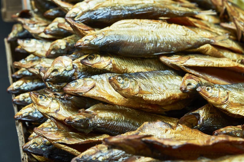Smoked Fish on the Counter of the Store Stock Image - Image of food ...