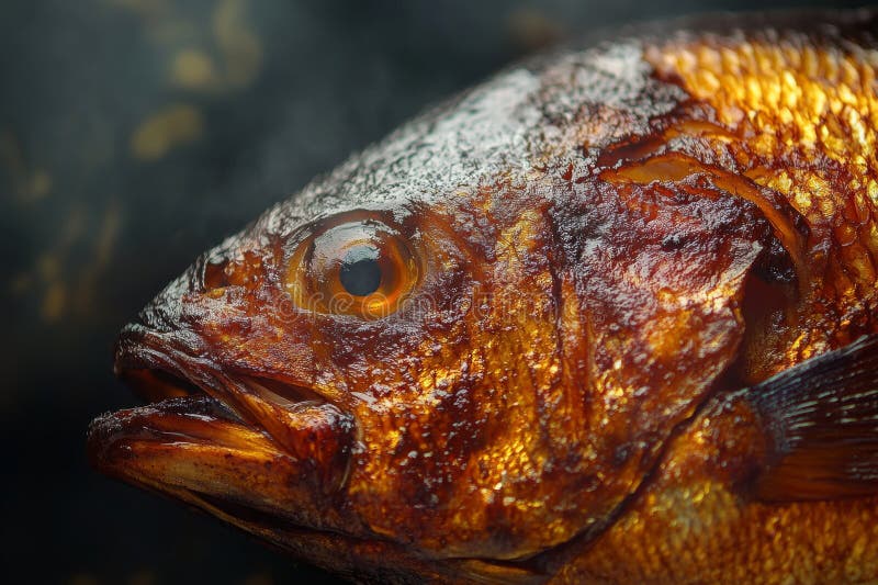 Smoked Fish with a Dark Brown and Golden Color. Generative AI. Stock ...