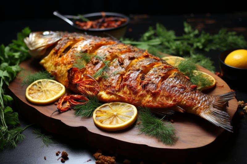 Smoked Fish Grill Fire. Generate Ai Stock Illustration - Illustration ...