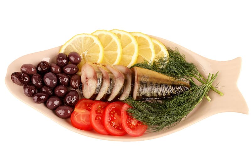 Smoked Fish Served with Vegetables Stock Image - Image of appetizer ...